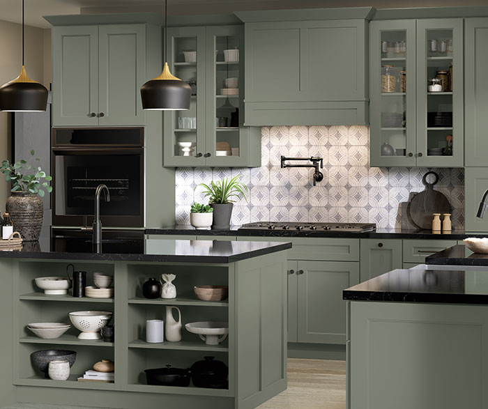 Transitional Kitchen Cabinets with Blue Green Undertones - Mid ...